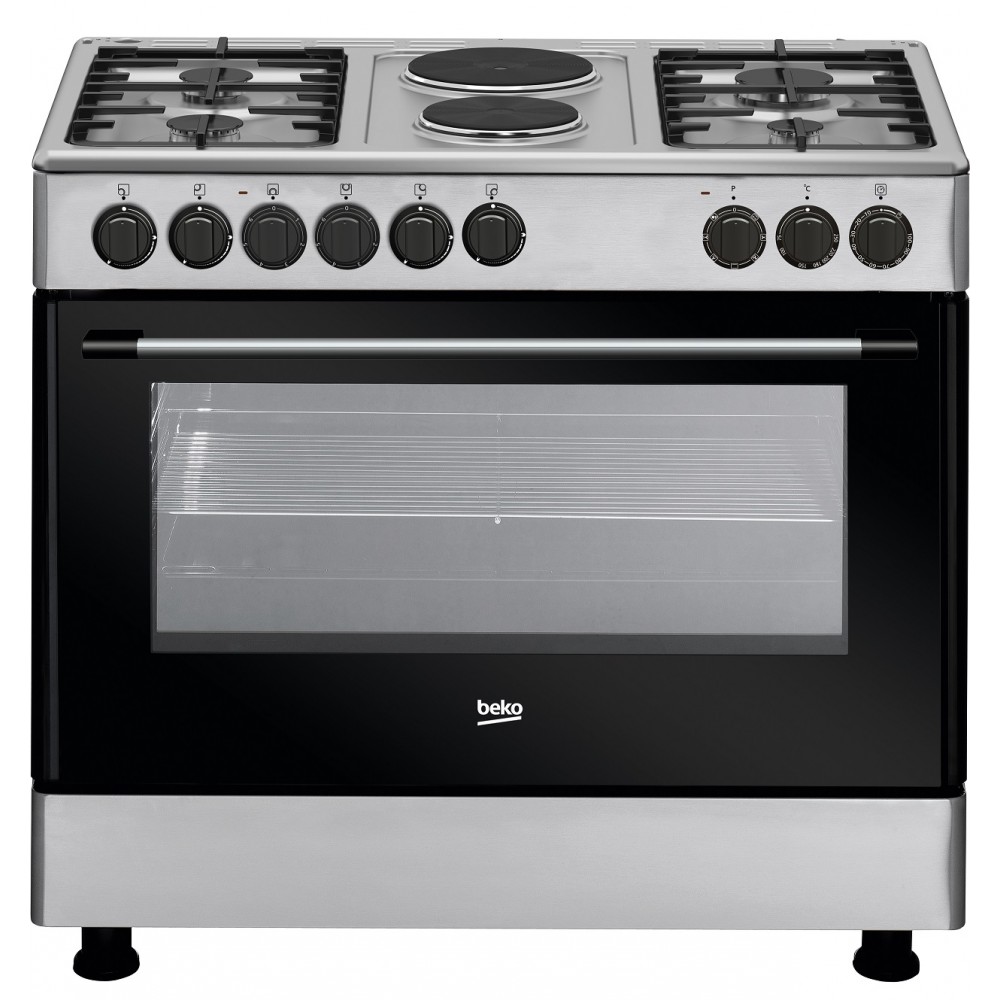 Beko Cooker 4 Gas + 2 Electric, wide oven: GE12121DX